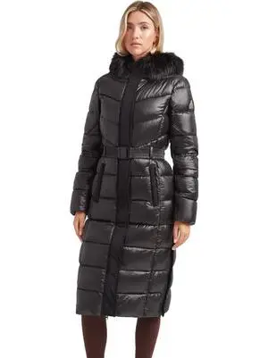 JACK1T Diamond Belted Extra Long Down Coat - Black/black