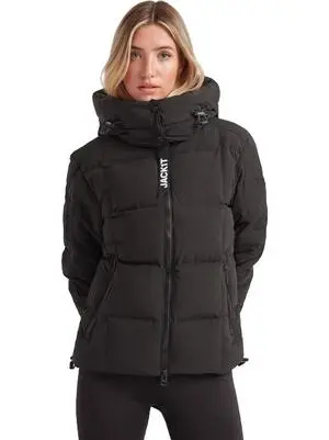 JACK1T Boxed Racer Hooded Puffer Coat - Matt Black