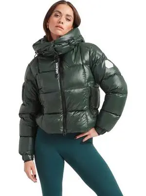 JACK1T Ez Boxed Hooded Cropped Puffer Coat - Emerald/sage