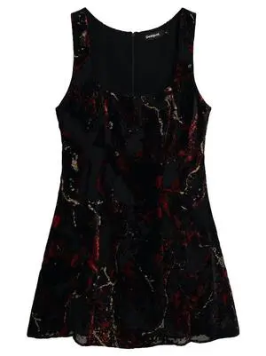 Desigual Metallic Sleeveless Velvet Dress - Black