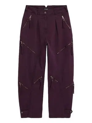 Desigual Baggy Zipper Pants - Purple
