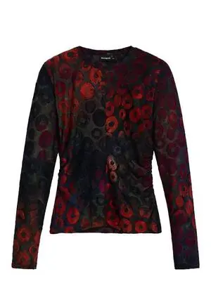 Desigual Long Sleeve Mesh T-shirt - Red