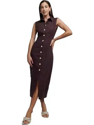 BWLDR Stassi Linen Dress - Chocolate