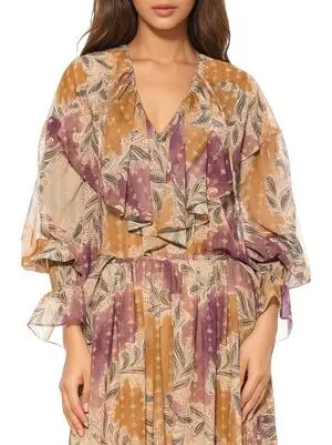 ALEXIA ADMOR Ruffle Draped Blouse - Multi Paisley