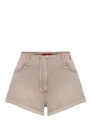 PCFG Pure Cotton Faded Super Mini Shorts - Beige