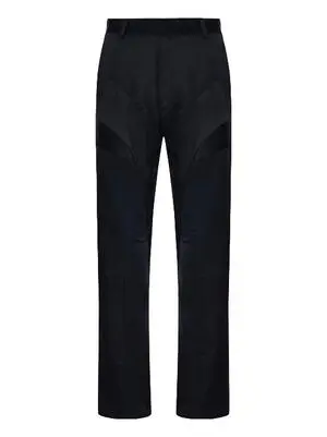 PCFG Linen & Cotton Blend Shiny Woven Regular Fit Straight-leg Trousers - Black
