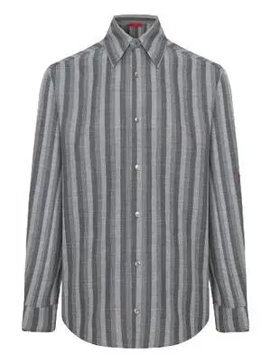 PCFG Linen & Cotton Blend Checked Woven Shirt - Grey