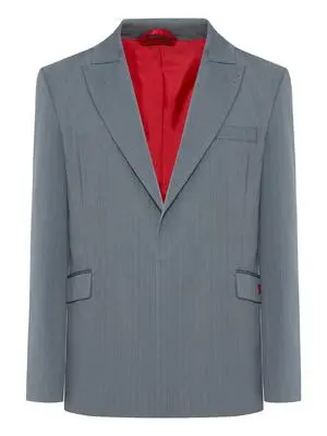 PCFG Cotton Blend Striped Woven Blazer - Grey
