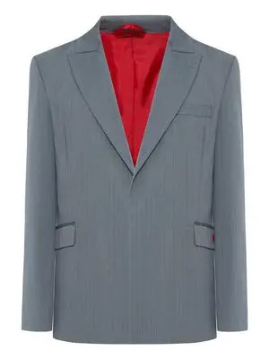 PCFG Cotton Blend Striped Woven Blazer - Grey