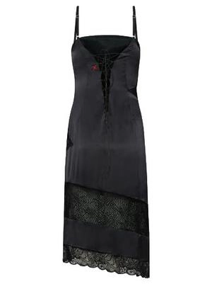 PCFG Pure Silk Dress With Lace Detail - Black