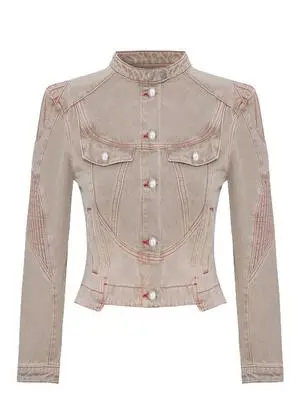 PCFG Pure Cotton Faded Motorcycle Jacket - Beige