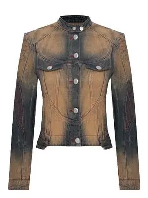 PCFG Pure Cotton Faded Motorcycle Denim Jacket - Blue