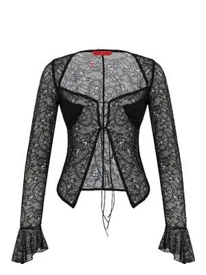 PCFG Long Sleeve Lace Top - Black