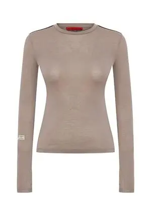 PCFG Silken Touch Sheer Long-sleeve Top - Beige