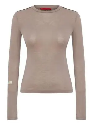 PCFG Silken Touch Sheer Long-sleeve Top - Beige