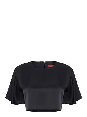 PCFG Pure Silk Oversized Crop Top - Black
