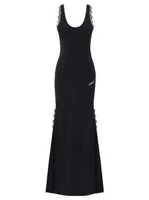 PCFG Fitted Maxi Dress With Lace Trim - Black