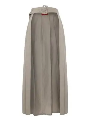 PCFG Linen Blend Shiny Woven Skirt - Beige