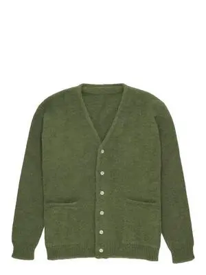 FORTELA Patch Pocket Mohair Wool Cardigan - Green