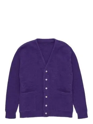 FORTELA Patch Pocket Mohair Wool Cardigan - Violet
