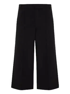 PCFG Cotton Woven Pleated Cropped Trousers - Black