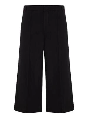 PCFG Cotton Woven Pleated Capri Shorts - Black