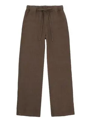 FORTELA Jaleh Drawstring Linen Trousers - Brown