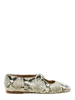 ANDREA GOMEZ Amelia Leather Ballerina - Grey Faux Phyton