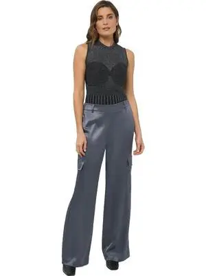 Anatomie Candela Satin Cargo Wide Leg Pant - Shadow