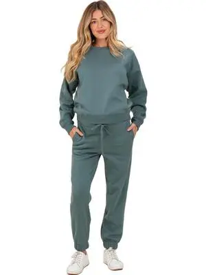 PINKBLUSH Fleece Long Sleeve Pullover & Jogger Set - Jade