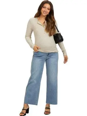 PINKBLUSH Wide Leg Maternity Jeans Blue