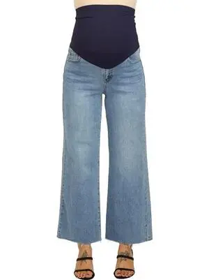 PINKBLUSH Wide Leg Maternity Jeans - Blue