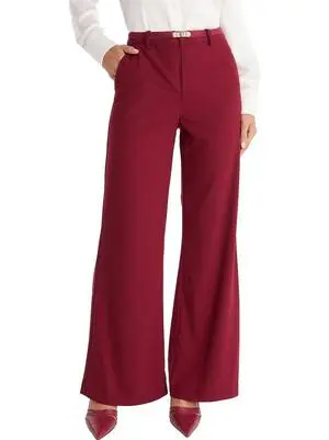 THE NOLI SHOP Martina Belted Trousers - Merlot