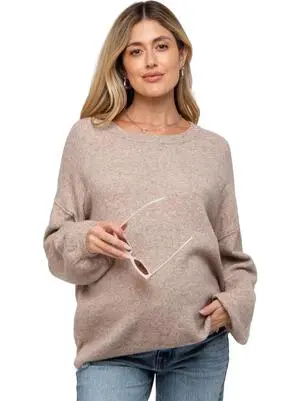 PINKBLUSH Drop Shoulder Maternity Sweater - Taupe