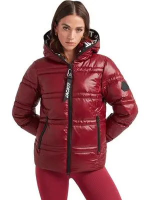 JACK1T R4d Tramline Racer Hooded Puffer Jacket - Dark Cranberry/black