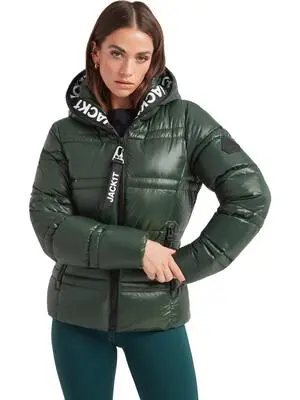JACK1T R4d Tramline Racer Hooded Puffer Jacket - Emerald/black