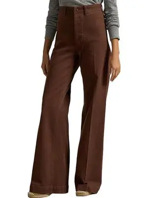Polo Ralph Lauren High-waisted Wide-leg Twill Pants - Brown