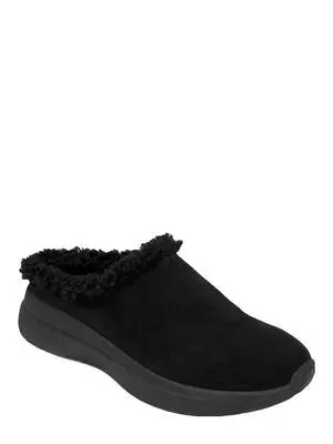 Aerosoles Flory Faux Shearling Slipper - Black Suede Shearling