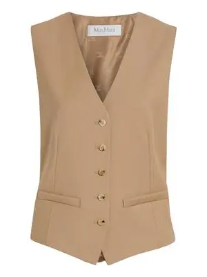 Max Mara Zuai Wool And Satin-jacquard Vest - Light Brown