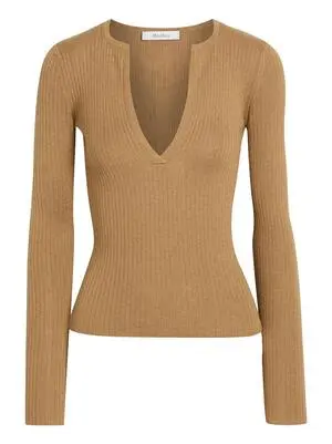 Max Mara Trikot Ribbed Silk And Cashmere-blend Sweater - Camel