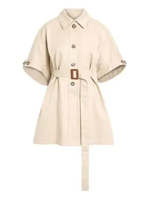 Max Mara Agape Belted Cotton-twill Jacket - Beige