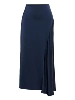 Max Mara Aia Satin Midi Skirt Navy