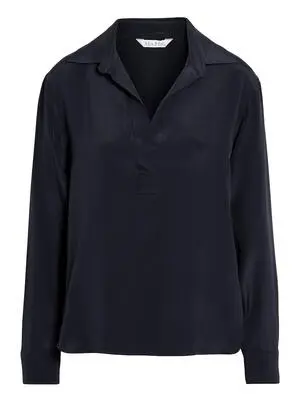 Max Mara Zanzero Silk Crepe De Chine Blouse Midnight Blue