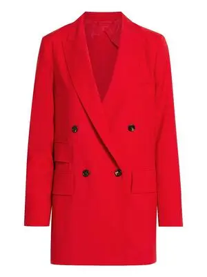 Max Mara Nebbie Double-breasted Wool-crepe Blazer - Red