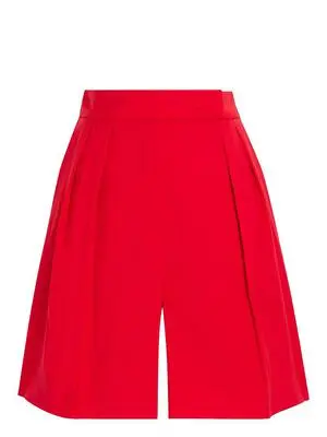 Max Mara Jessica Pleated Wool-crepe Shorts - Crimson
