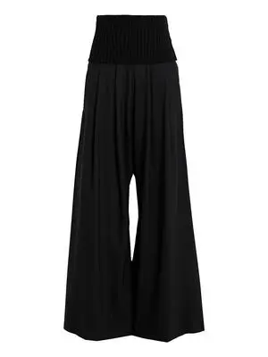 Max Mara Ribbed Wool-blend Wide-leg Pants - Black