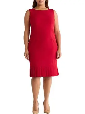 KASPER Pleated Sleeveless Sheath Dress - Fire Red