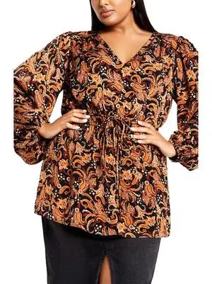 City Chic Makayla Printed Top - Paisley