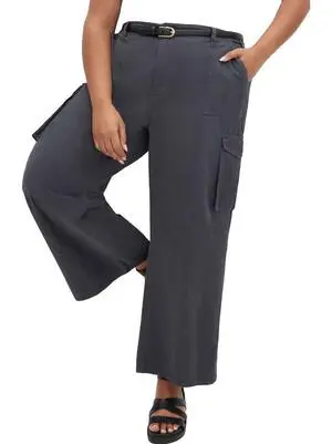 City Chic Mia Cargo Wide Leg Pants Washed