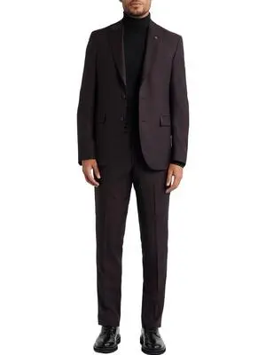 ALLSAINTS Rawdon Peak Lapel Slim Fit Wool Suit - Burgundy